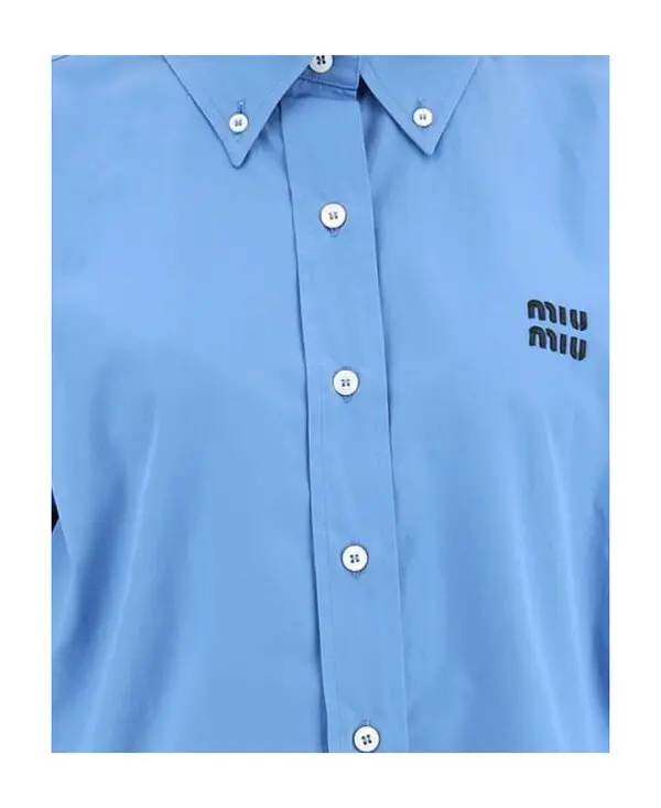 Miu Miu Logo Embroidered Buttoned Shirt