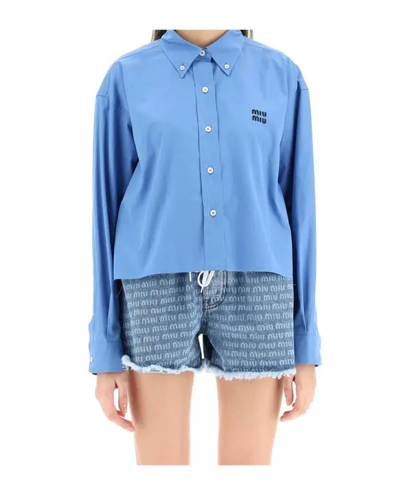 Miu Miu Logo Embroidered Buttoned Shirt