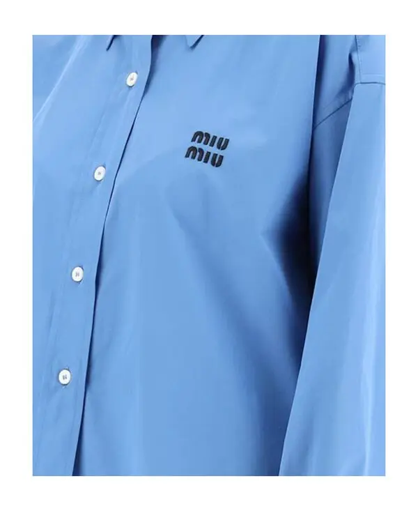 Miu Miu Logo Embroidered Buttoned Shirt