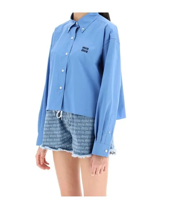 Miu Miu Logo Embroidered Buttoned Shirt