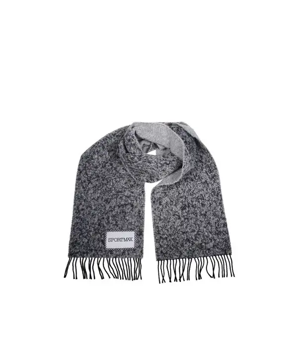 Sportmax Logo-patch Fringed Scarf - Black