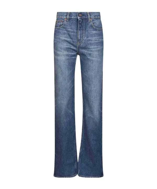 Chloé Logo Patch Straight-leg Jeans - Blue