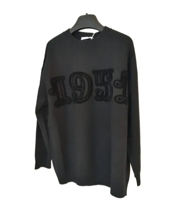 Max Mara Ribbed Knit Long Sleeve Sweater With Appliqué Detail - Black