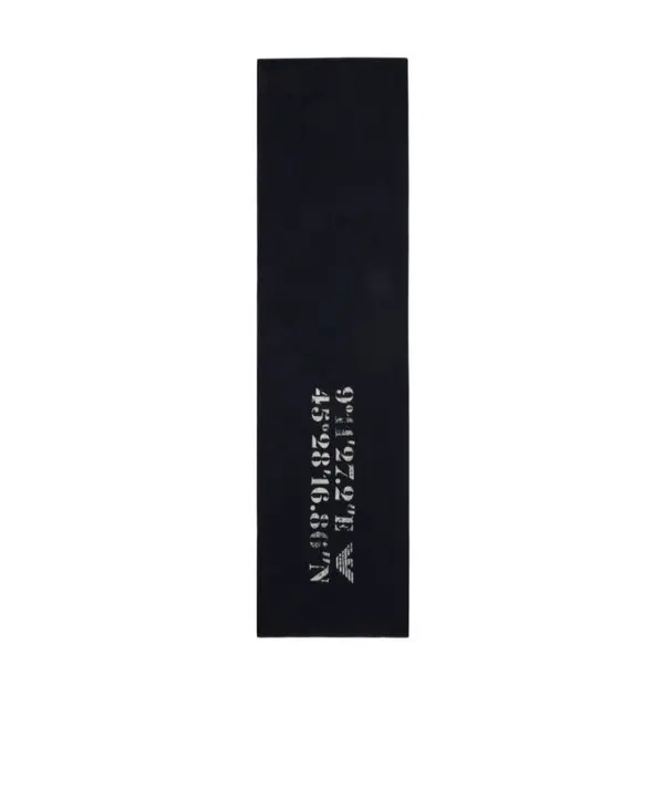 Emporio Armani Logo Wool Scarf - Black
