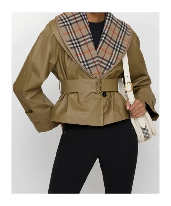 Burberry Check Warmer Belted Cropped Jacket