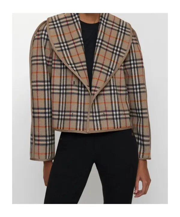 Burberry Check Warmer Belted Cropped Jacket