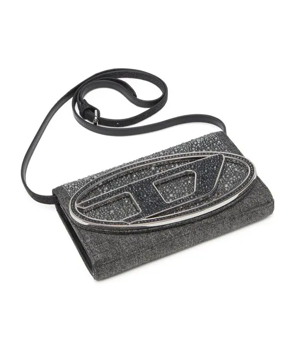 DIESEL® 1dr Crystal Embellished Denim Wallet