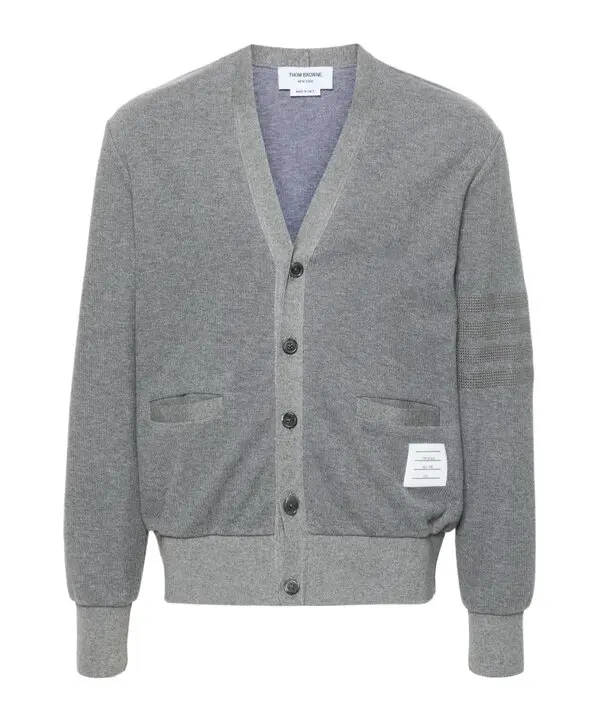Thom Browne V-neck Cotton Cardigan With Button Opening