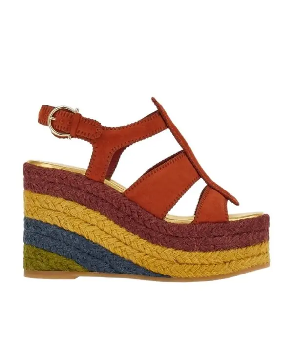FERRAGAMO Ankle Strap Wedge Espadrilles
