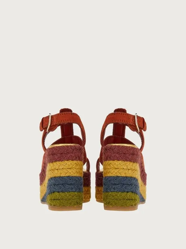 FERRAGAMO Ankle Strap Wedge Espadrilles