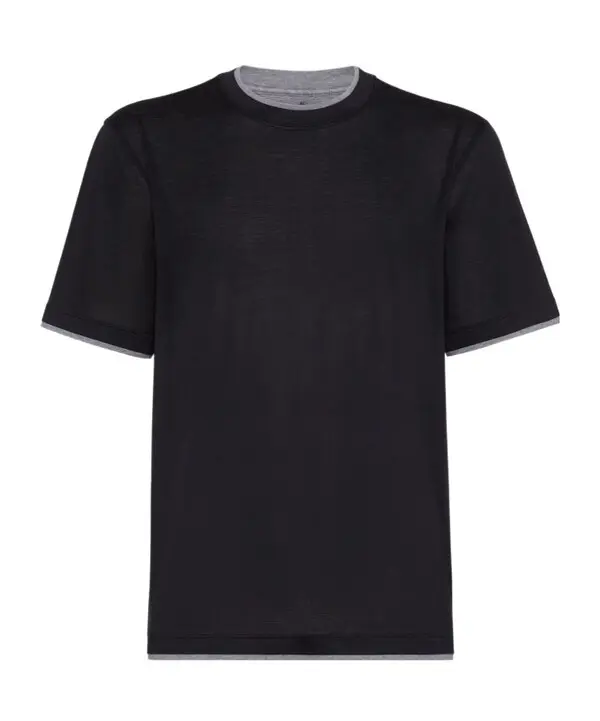 Brunello Cucinelli Double Layer Crewneck T-shirt - Black