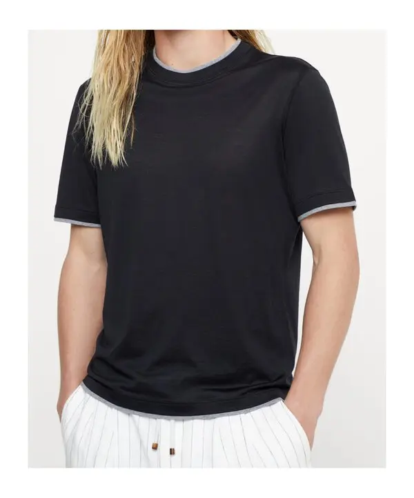 Brunello Cucinelli Double Layer Crewneck T-shirt - Black