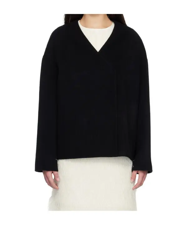 Loulou De Saison Maara Asymmetric Drap Jacket - Black