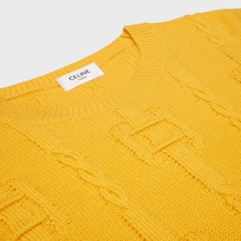 Celine Crewneck Cashmere Sweater With Chain Detailing - Yellow