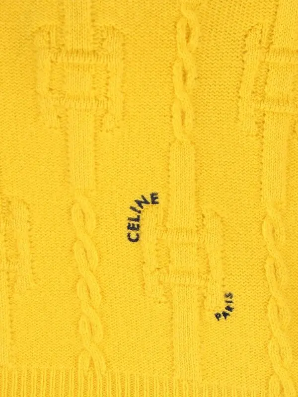 Celine Crewneck Cashmere Sweater With Chain Detailing - Yellow