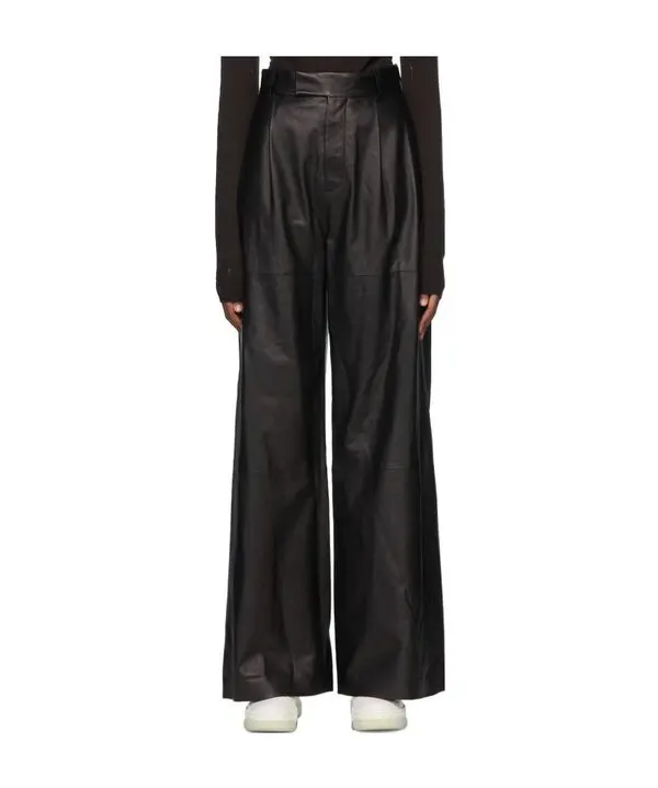 Amiri High-waisted Leather Wide-leg Trousers - Black