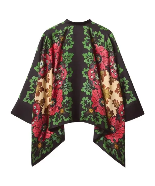 La DoubleJ Printed Silk Mandarin Collar Coat