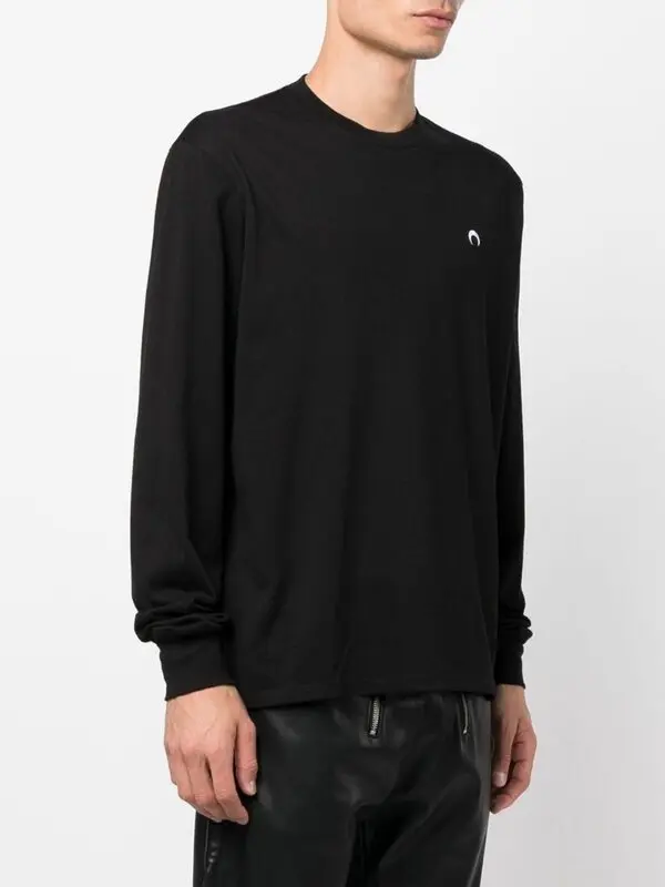 MARINE SERRE Organic Cotton Long-sleeve T-shirt - Black