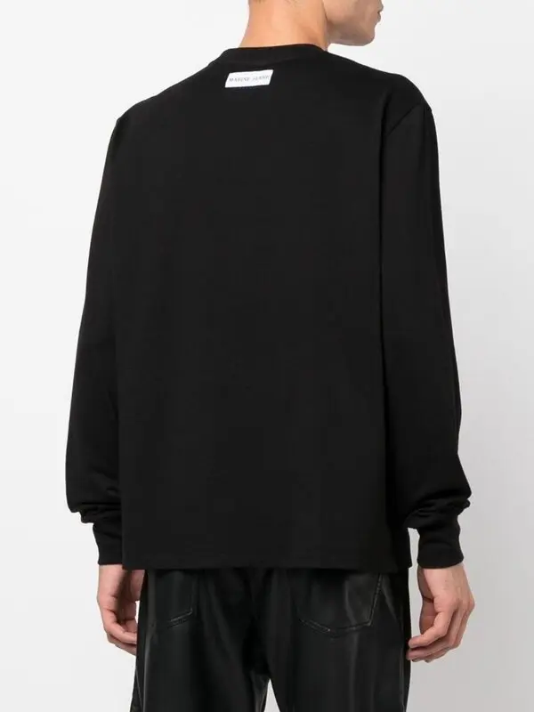 MARINE SERRE Organic Cotton Long-sleeve T-shirt - Black