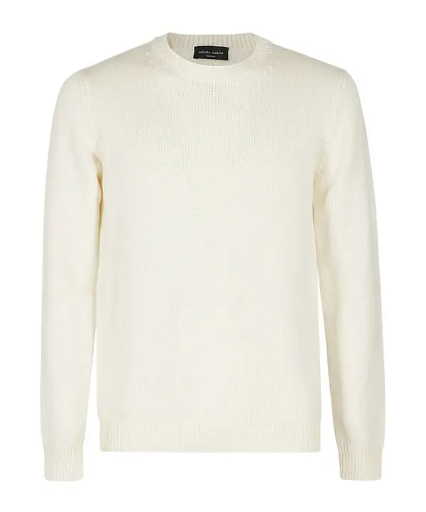 ROBERTO COLLINA Crew Neck Long-sleeved Sweater - White