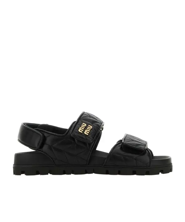 Miu Miu Quilted Logo Sandals
