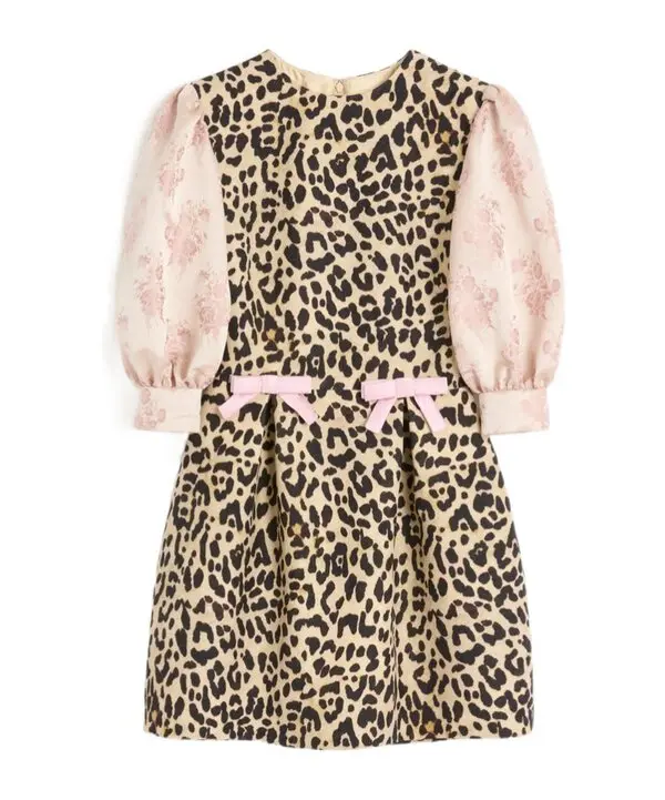 Valentino Garavani Leopard Print Puff-sleeved Mini Dress