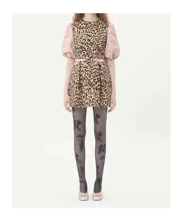 Valentino Garavani Leopard Print Puff-sleeved Mini Dress