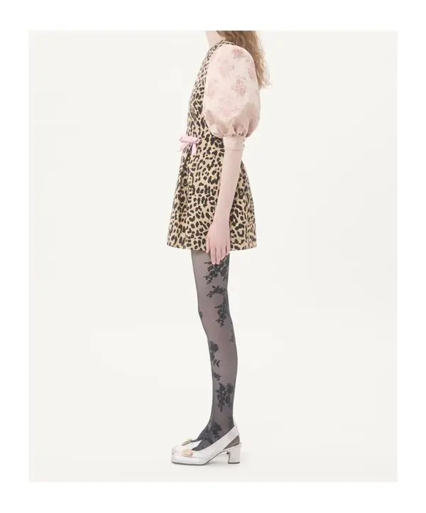 Valentino Garavani Leopard Print Puff-sleeved Mini Dress