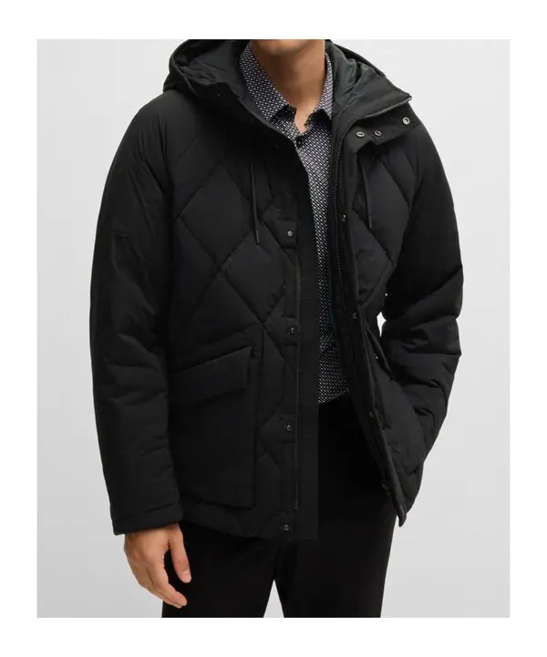 Hugo Boss Long-sleeved Quilted Down Jacket With Drawstring Hood