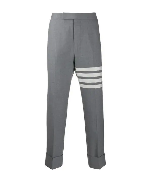 Thom Browne 4-bar Striped Wool Trousers - Medium Gray
