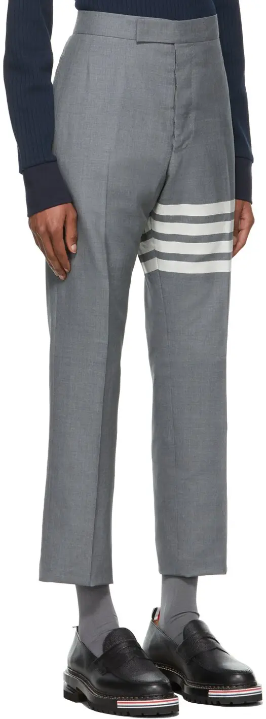 Thom Browne 4-bar Striped Wool Trousers - Medium Gray