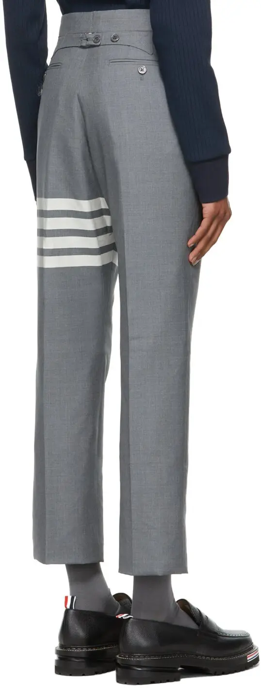 Thom Browne 4-bar Striped Wool Trousers - Medium Gray