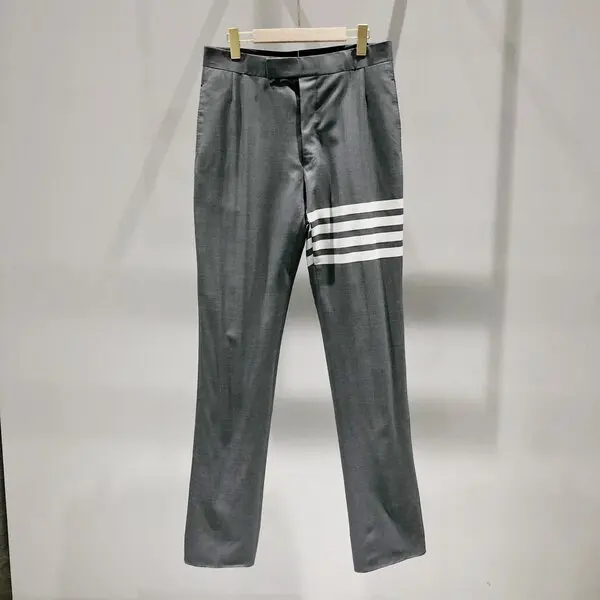 Thom Browne 4-bar Striped Wool Trousers - Medium Gray
