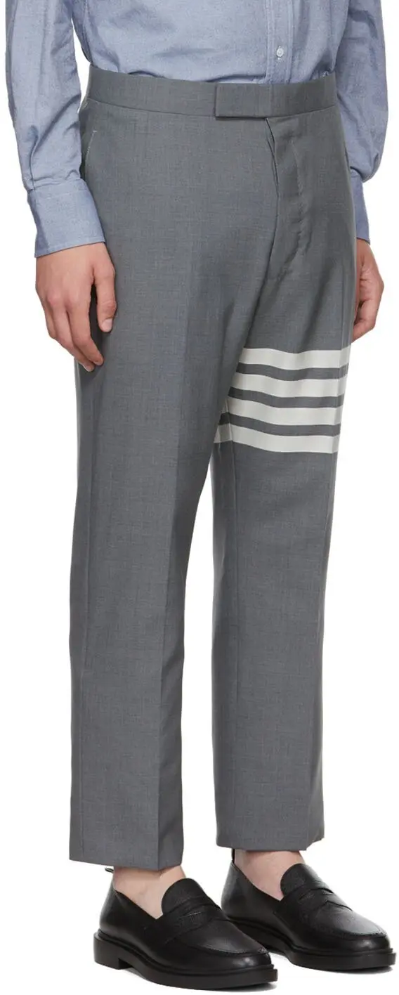 Thom Browne 4-bar Striped Wool Trousers - Medium Gray