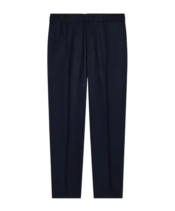Emporio Armani Pressed Crease Straight Leg Trousers - Navy Blue