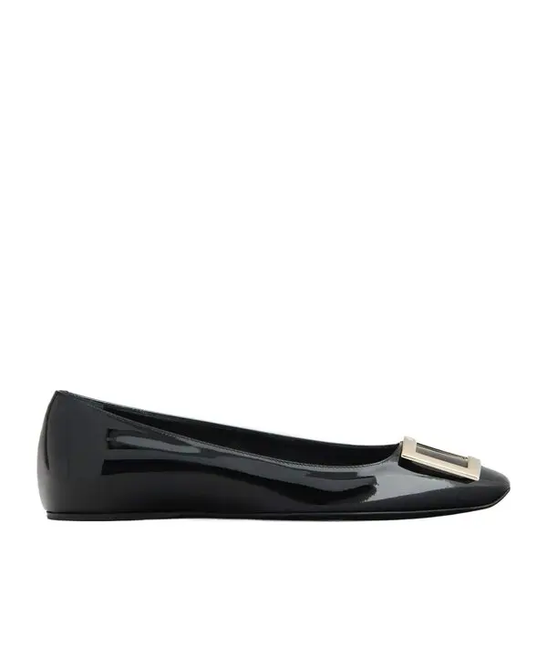 ROGER VIVIER Square-buckle Flat Ballerinas - Black