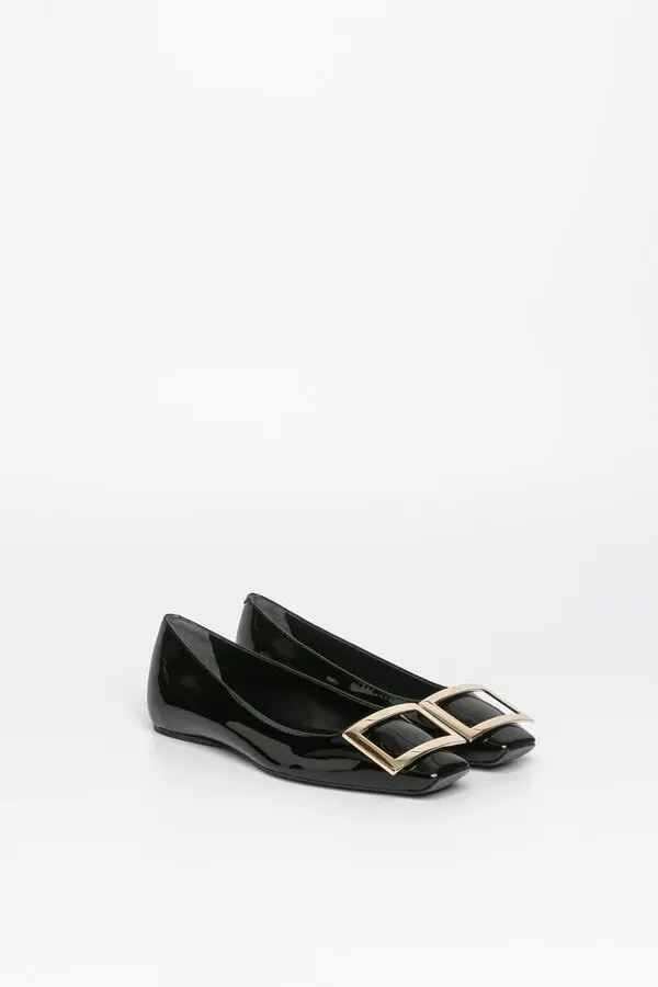 ROGER VIVIER Square-buckle Flat Ballerinas - Black