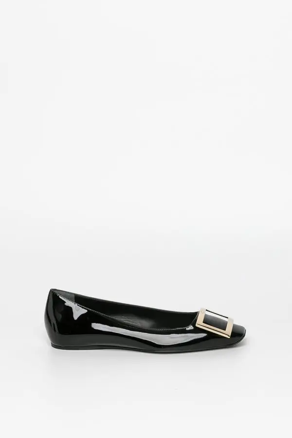 ROGER VIVIER Square-buckle Flat Ballerinas - Black