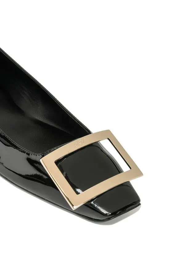 ROGER VIVIER Square-buckle Flat Ballerinas - Black