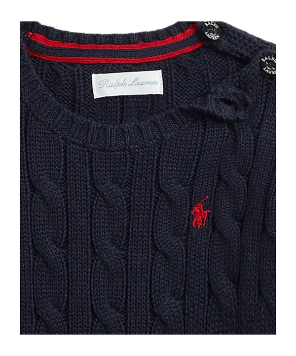 Ralph Lauren Cable Knit Sweater With Embroidered Logo