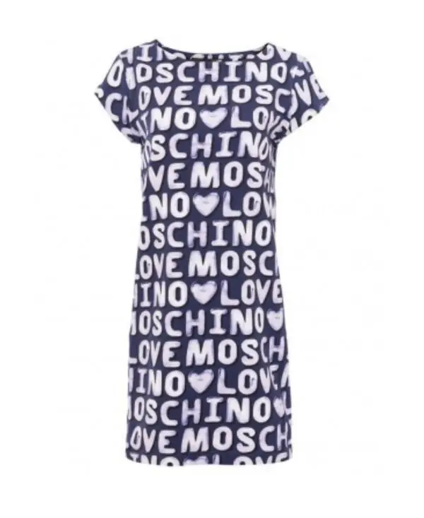 Moschino Printed Round Neck Short Sleeve Dress