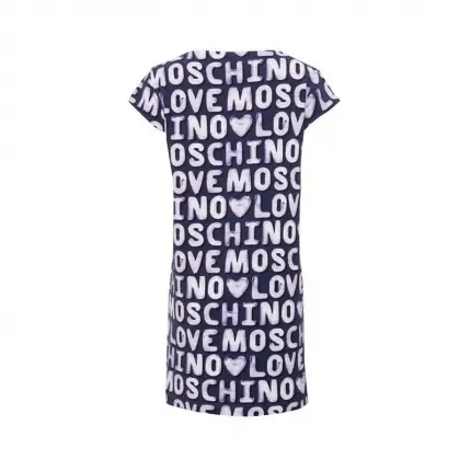 Moschino Printed Round Neck Short Sleeve Dress
