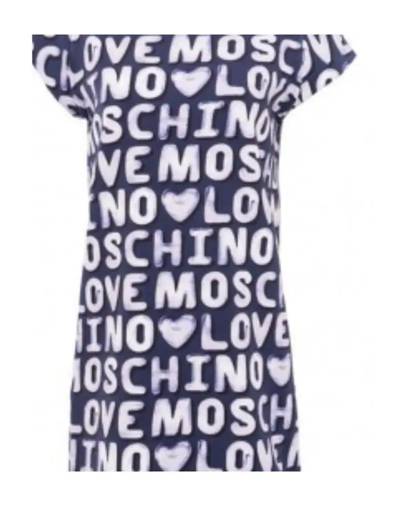 Moschino Printed Round Neck Short Sleeve Dress