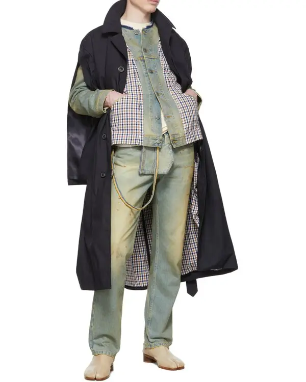MAISON MARGIELA Panelled Long Sleeve Trench Coat - Black
