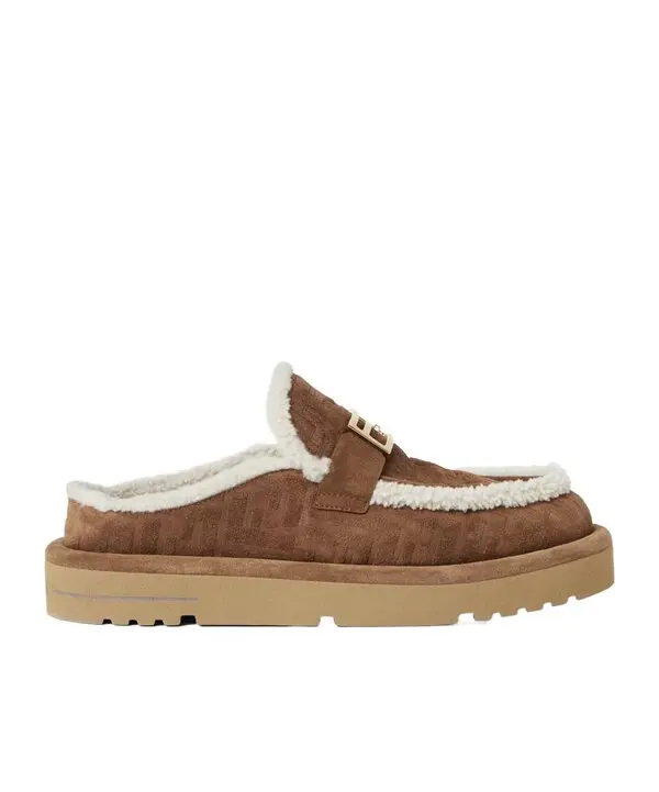 Fendi Logo Plaque Slip-on Sandals