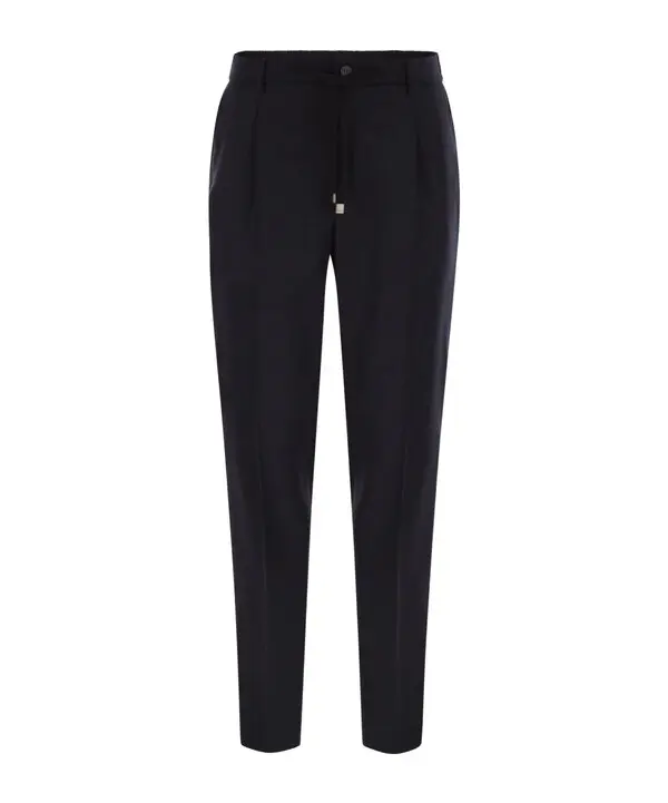 Peserico Drawstring Virgin Wool Pants - Black