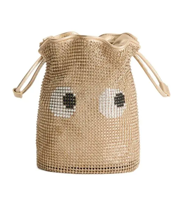 ANYA HINDMARCH Embellished Drawstring Bucket Bag - Golden