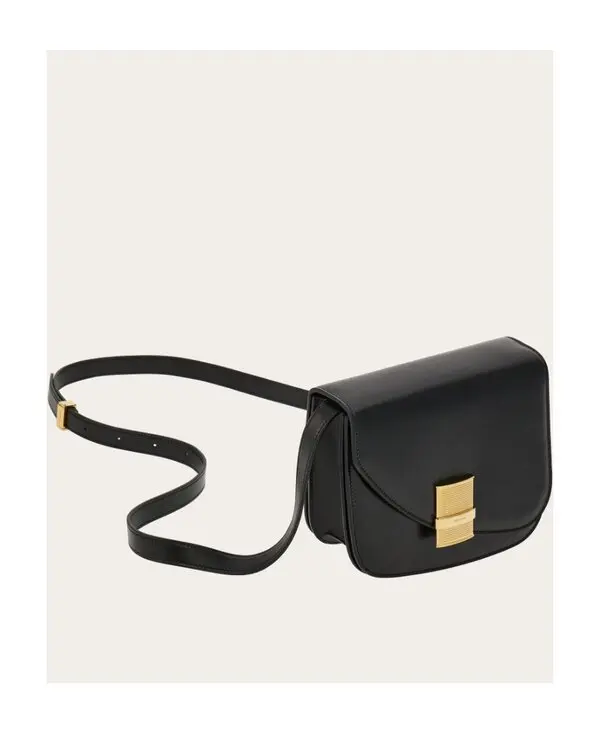 FERRAGAMO Gancio Flip Shoulder Bag - Black
