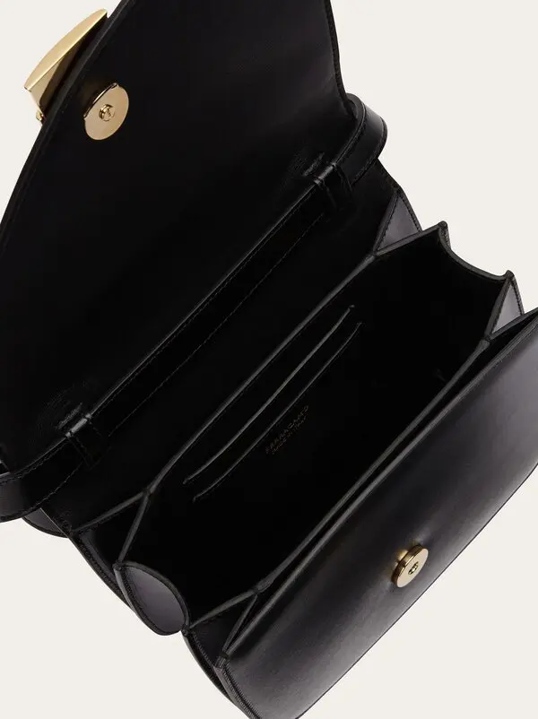 FERRAGAMO Gancio Flip Shoulder Bag - Black