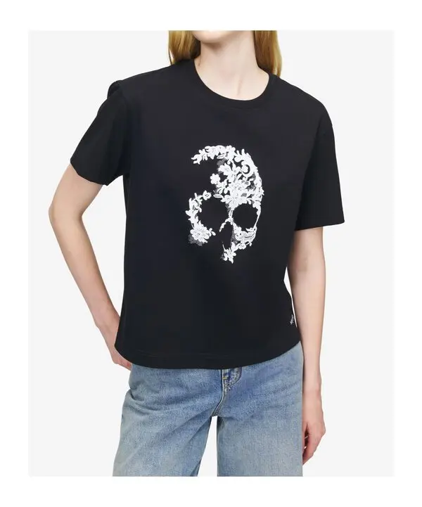 Alexander McQueen Lace Skull Crewneck T-shirt - Black